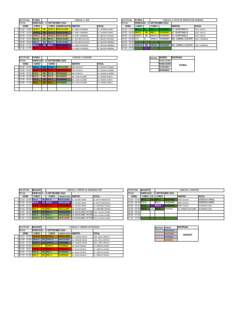 Calendarios Tercera Fecha | PDF