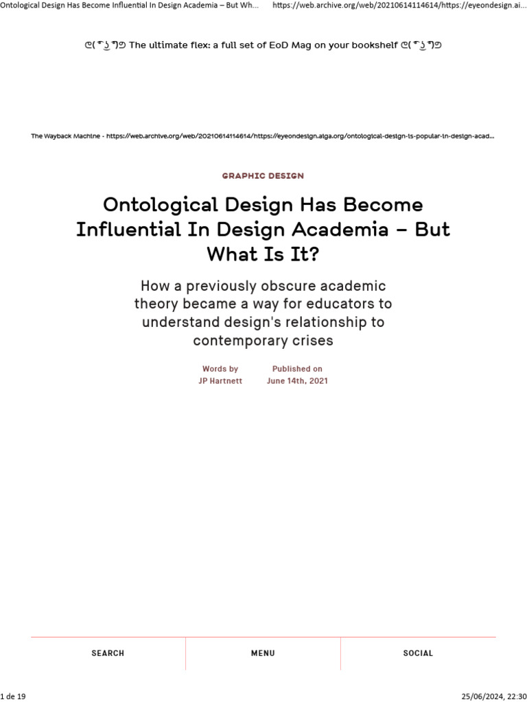 R73 Ontological Design Has Become Influential in Design Academia - But ...