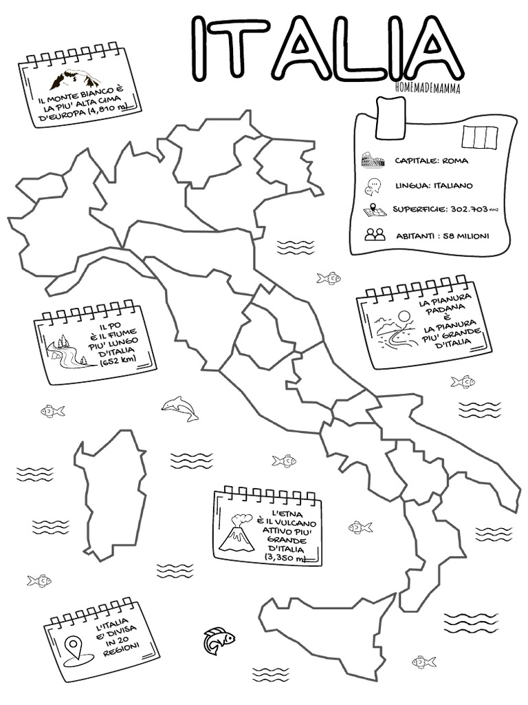 Il Poster Gigante Dellitalia Da Colorare 1 | PDF