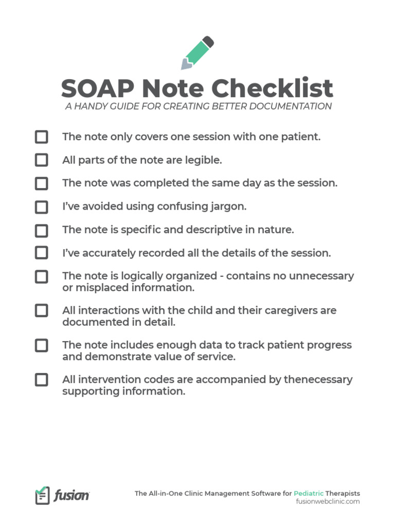 SOAP Note Checklist | PDF