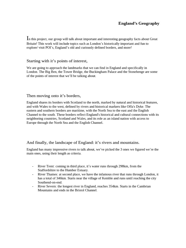 England Geography | PDF