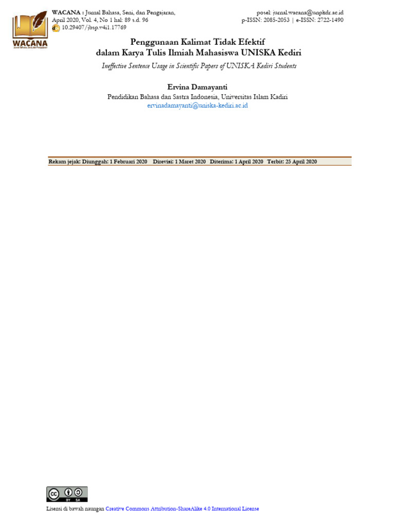 Tugas Bindo - Kalimat Tidak Efektif Pada Karya Tulis Ilmiyah | PDF