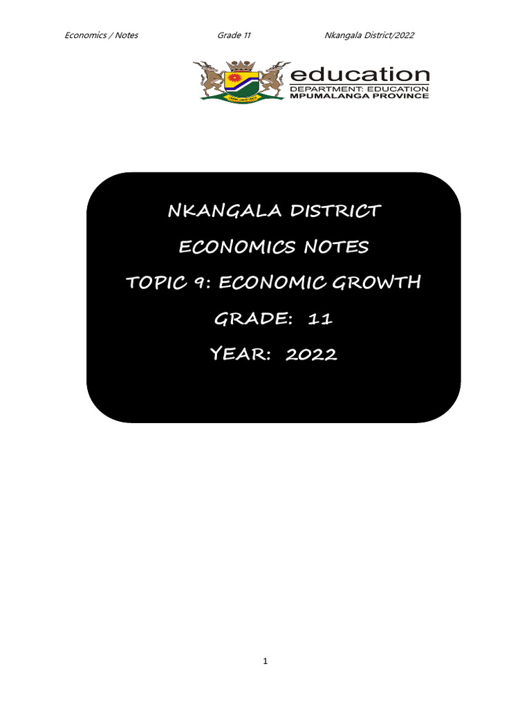 Nkangala Grade 11 Economic Growth Notes | PDF | Human Development Index ...