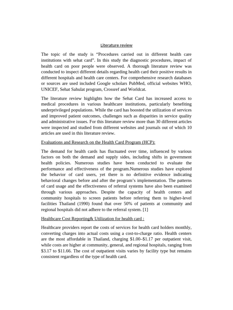 Literature Review File | PDF | Health Care | Social Science