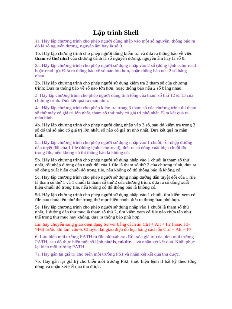 Bài 7 (a) Lập trình Shell | PDF