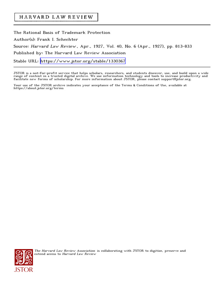 Rational Basis Trademark - 1927 | PDF