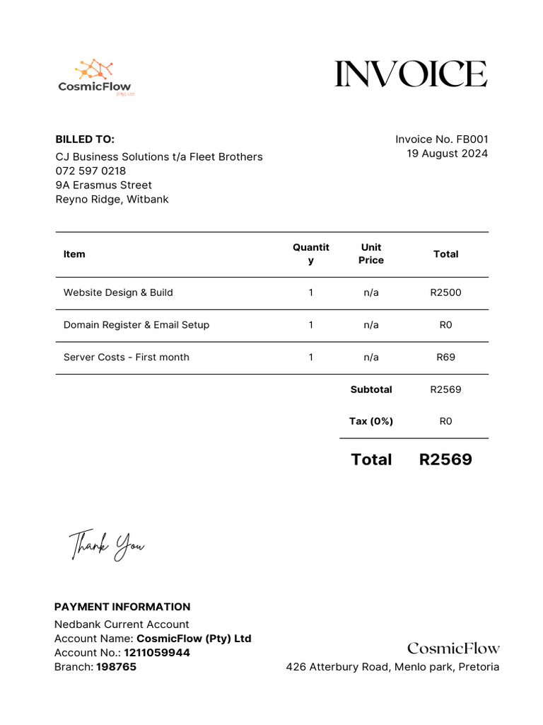 Example Invoice For Website | PDF