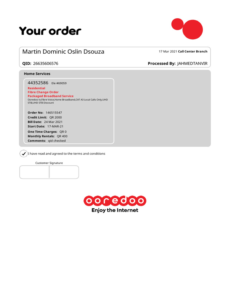 Your Order Your Order: Martin Dominic Oslin Dsouza | PDF