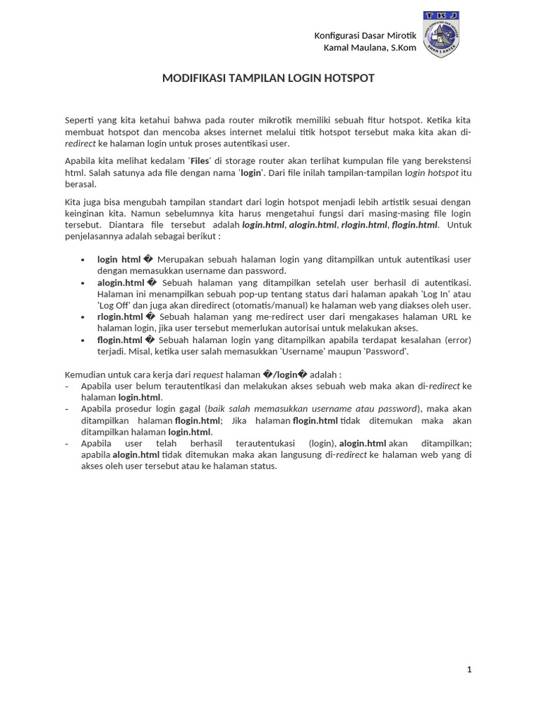 Modifikasi Tampilan Login Hotspot | PDF