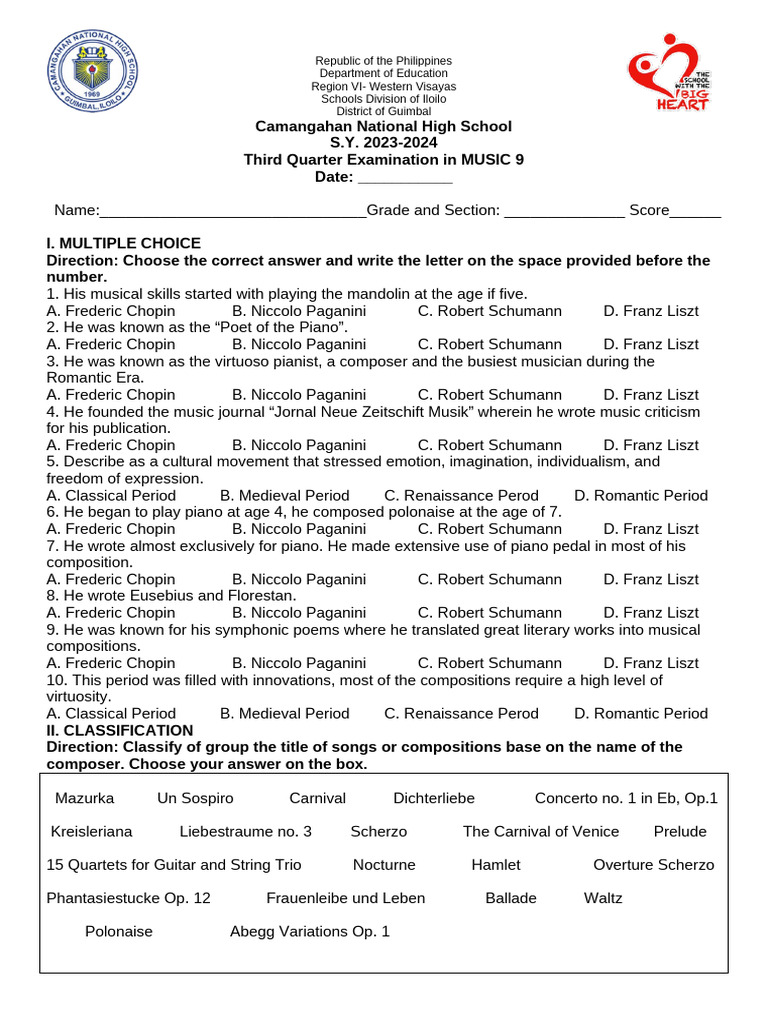 Grade 9 3rd Quarter Exam | PDF