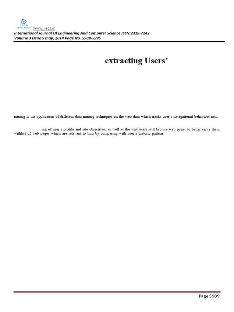 Web Usage Mining For Extracting Users Navigational Pdf World Wide Web Computers