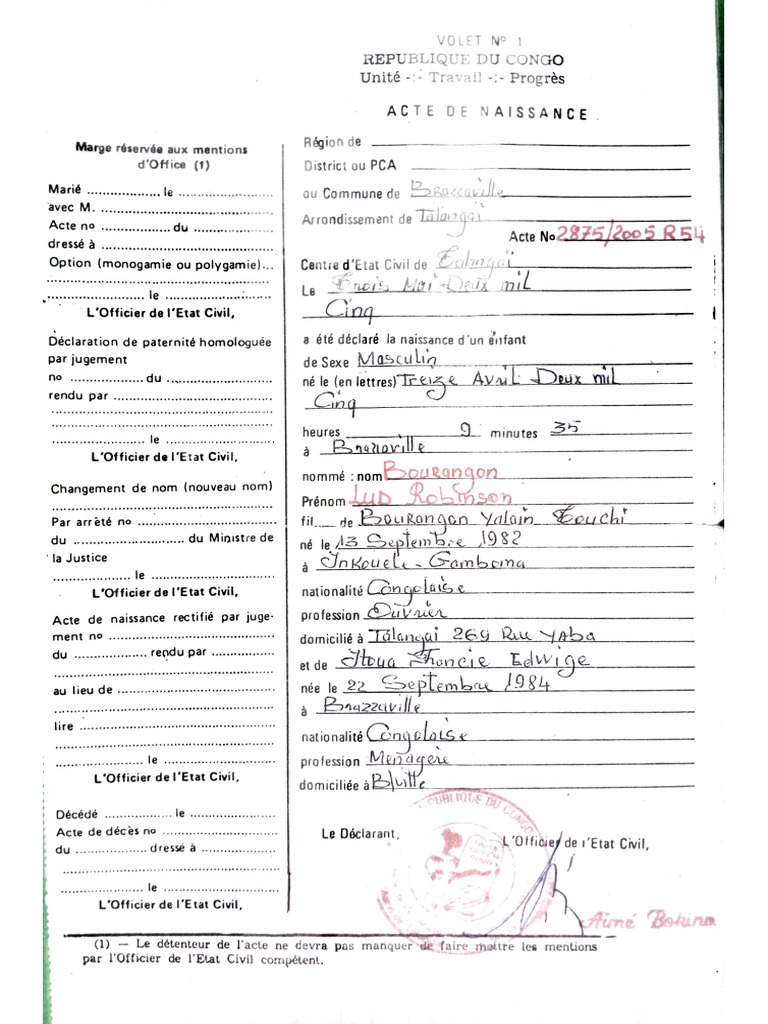 Acte de Naissance | PDF