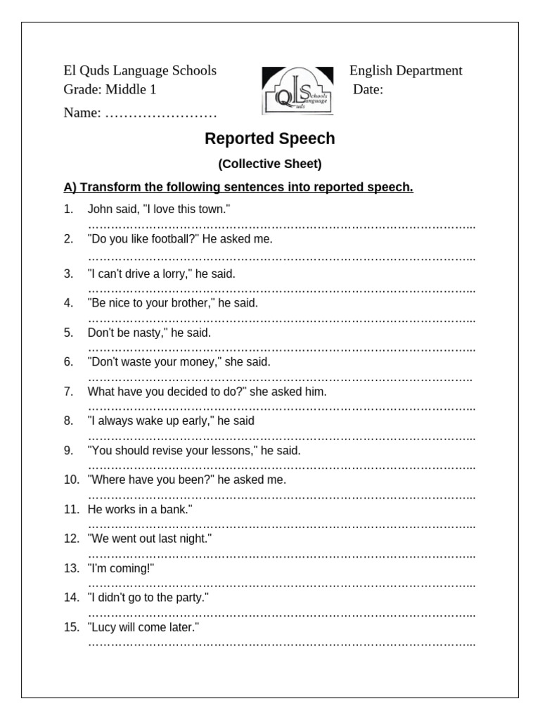 Reported Speech | PDF