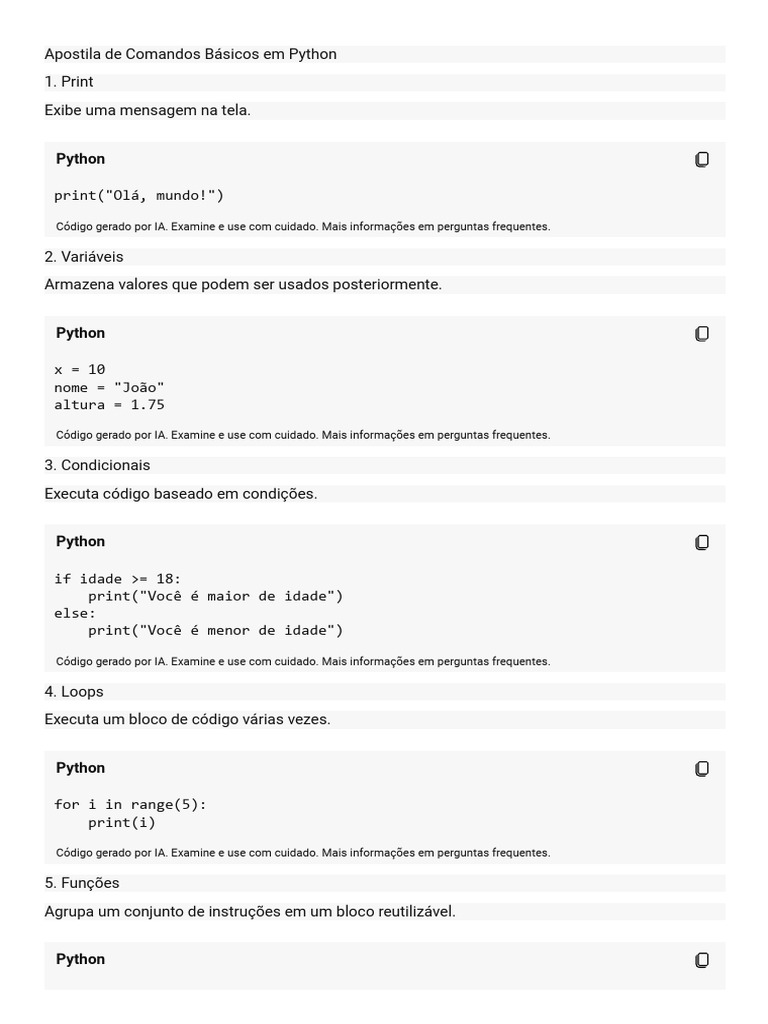 Código em Python 1 | PDF