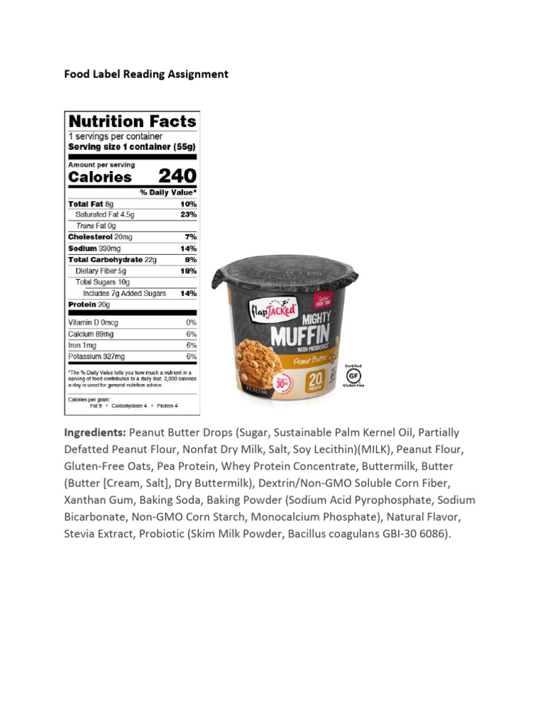 Food Label Reading Assignment | PDF