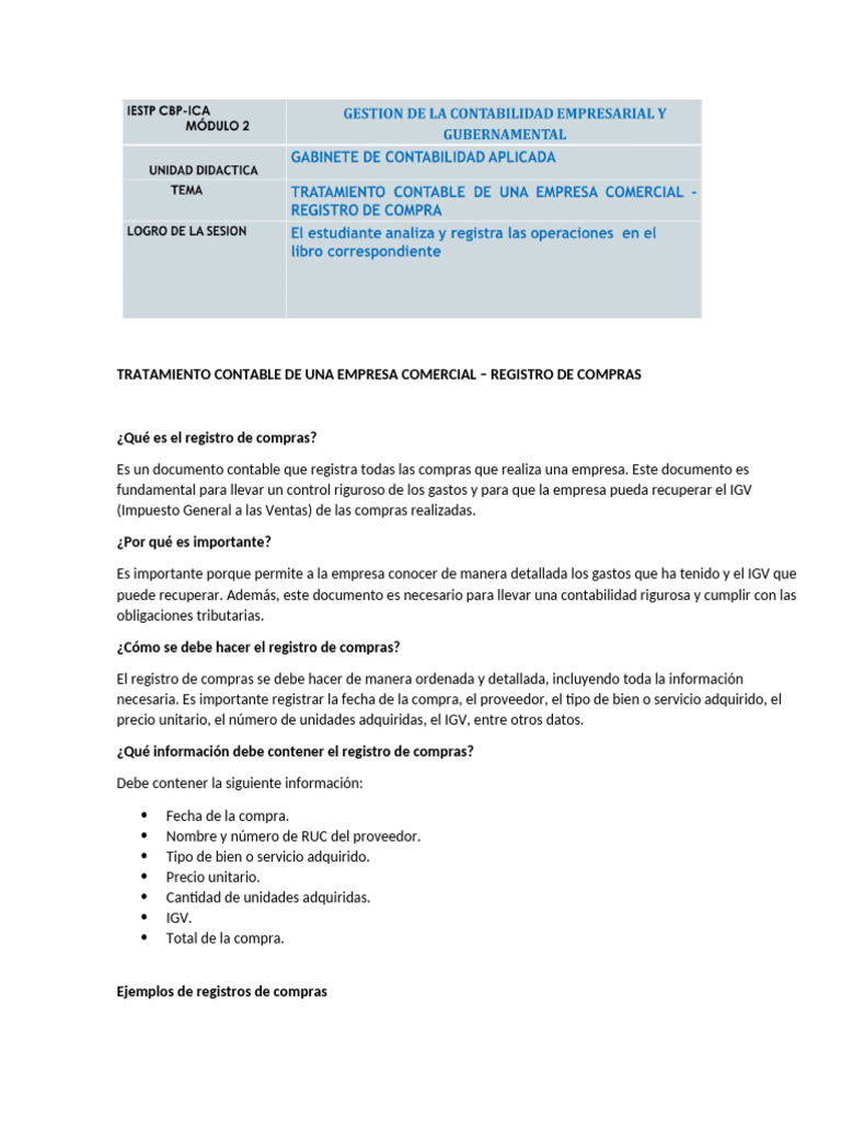 Guía del Registro de Compras Empresarial | PDF | Contabilidad | Negocios