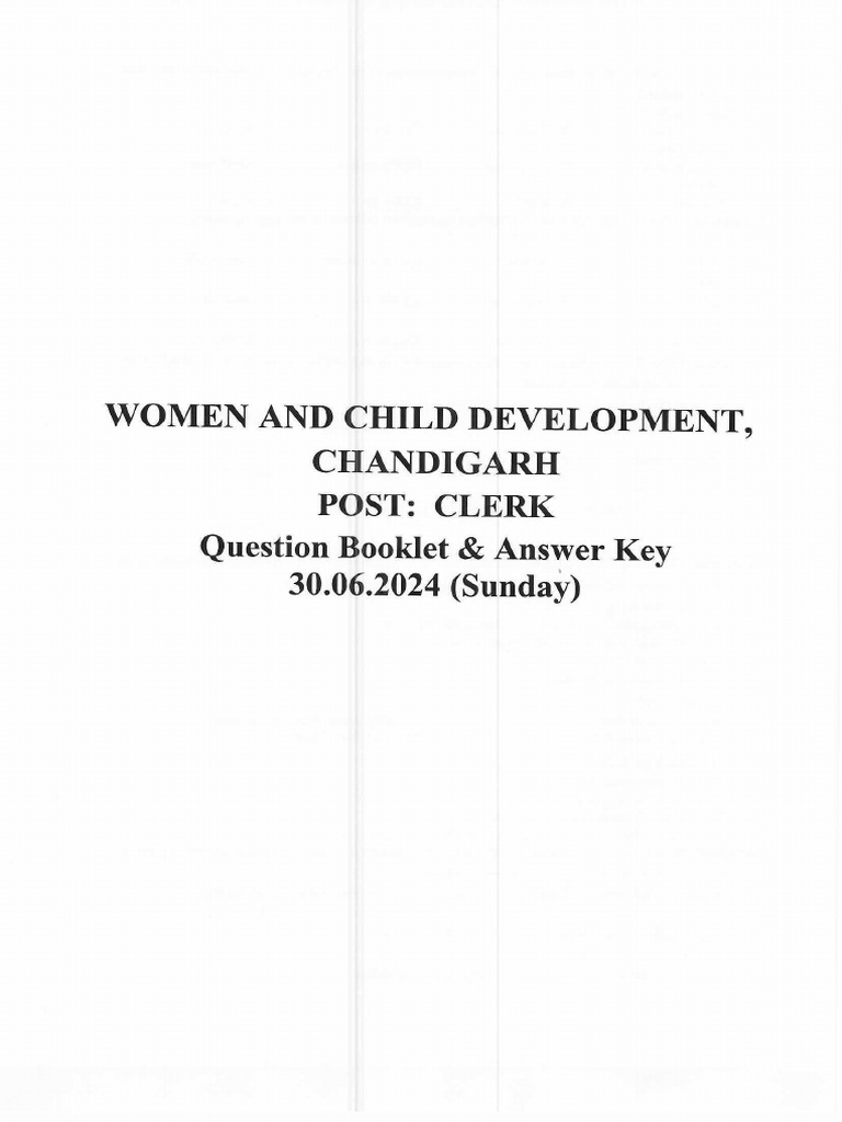 CCWDC Clerk Question Paper With Answer Key 30 June 2024 | PDF