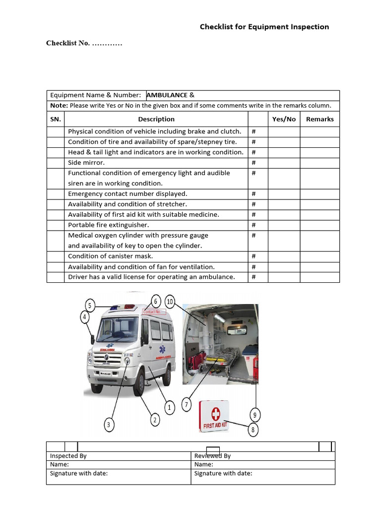 Ambulance Checklist | PDF
