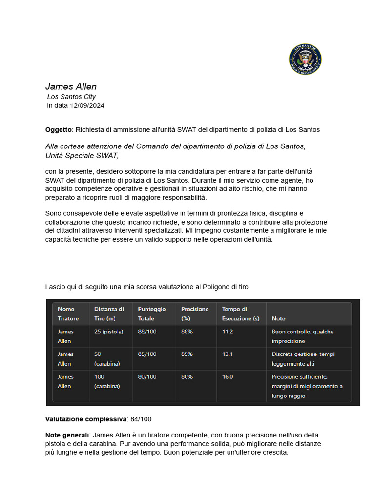 Richiesta Formale - LSPD | PDF