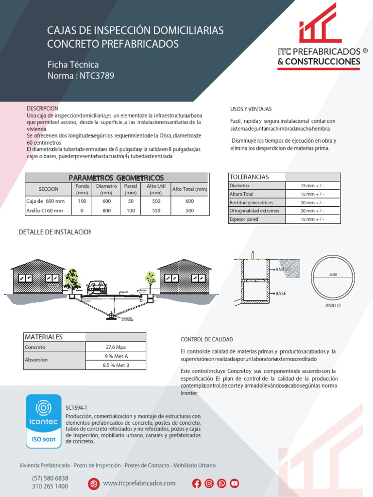 FICHA CAJA DE INSPECCION PREFABRICADO | PDF