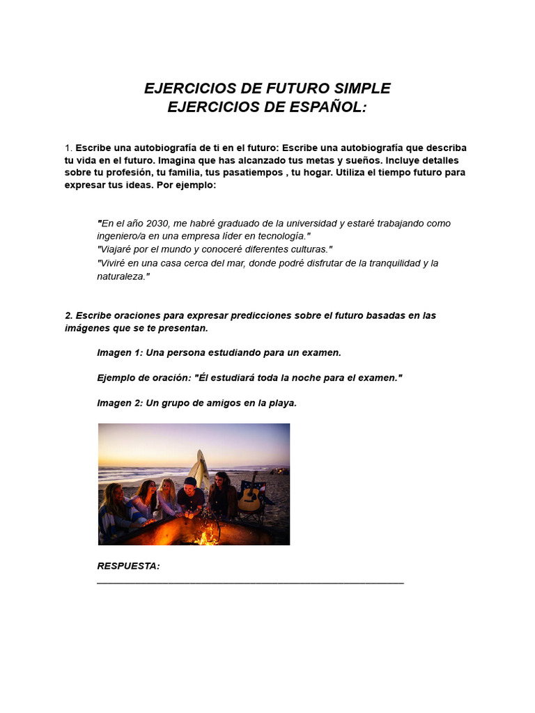 Ejercicios de Futuro Simple | PDF