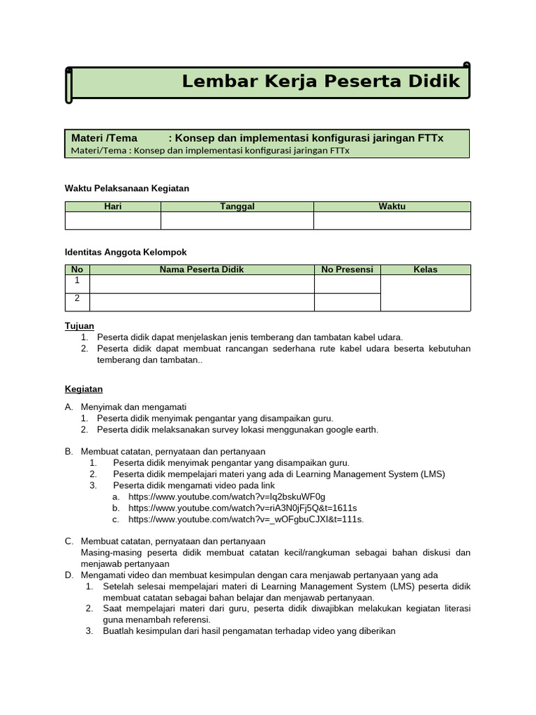 LKPD-03 Konsep Implementasi FTTH | PDF