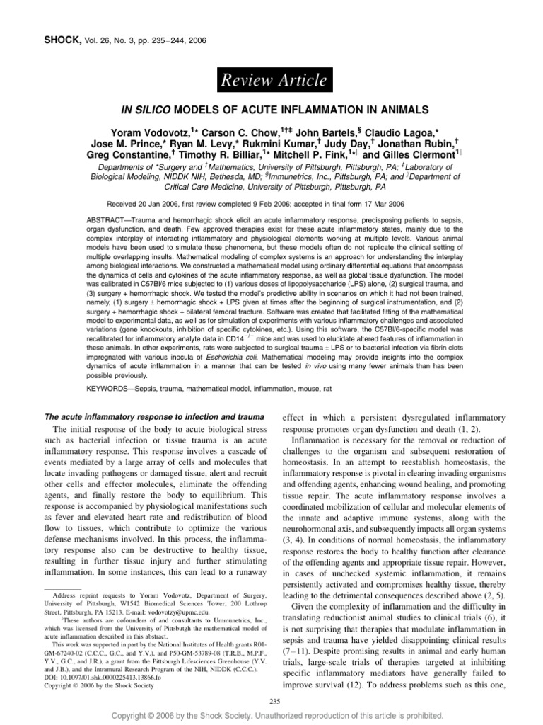 In Silico Models of Acute Inflammation I | PDF | Interleukin 10 ...