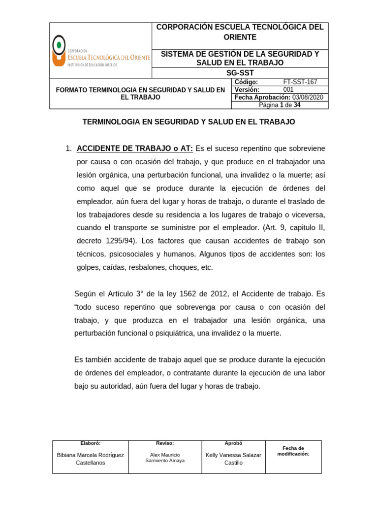 Formato Terminologia SST | PDF