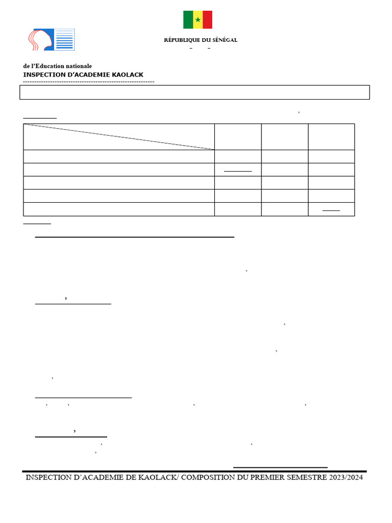 Compo Semestre1 (2023-2024) Kaolack | PDF