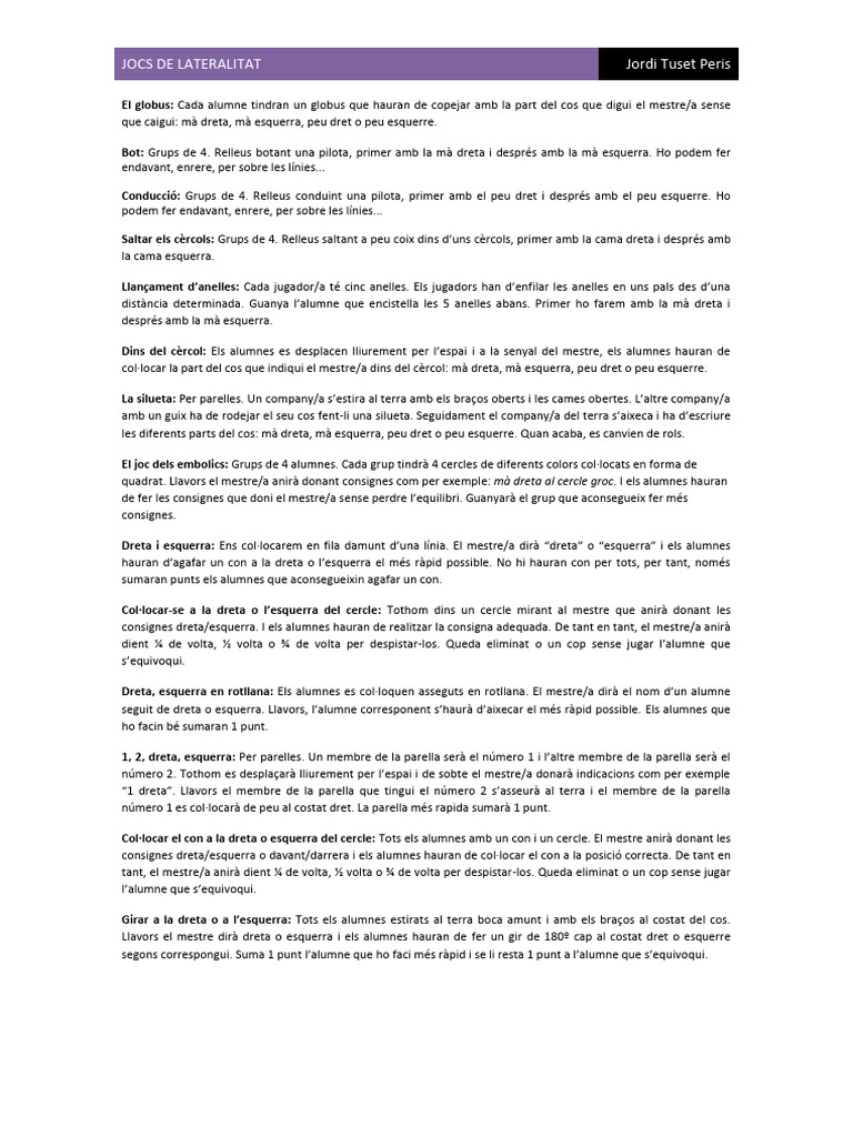 Jocs Lateralitat | PDF