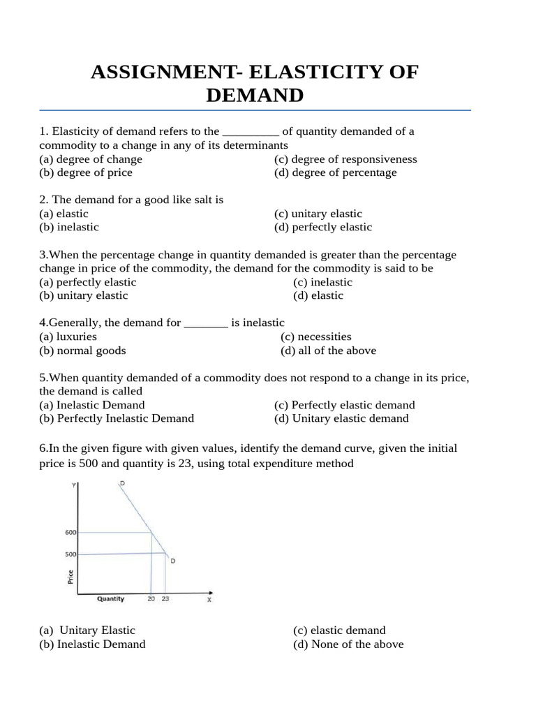 Assignment - Elasticity of Demand | PDF