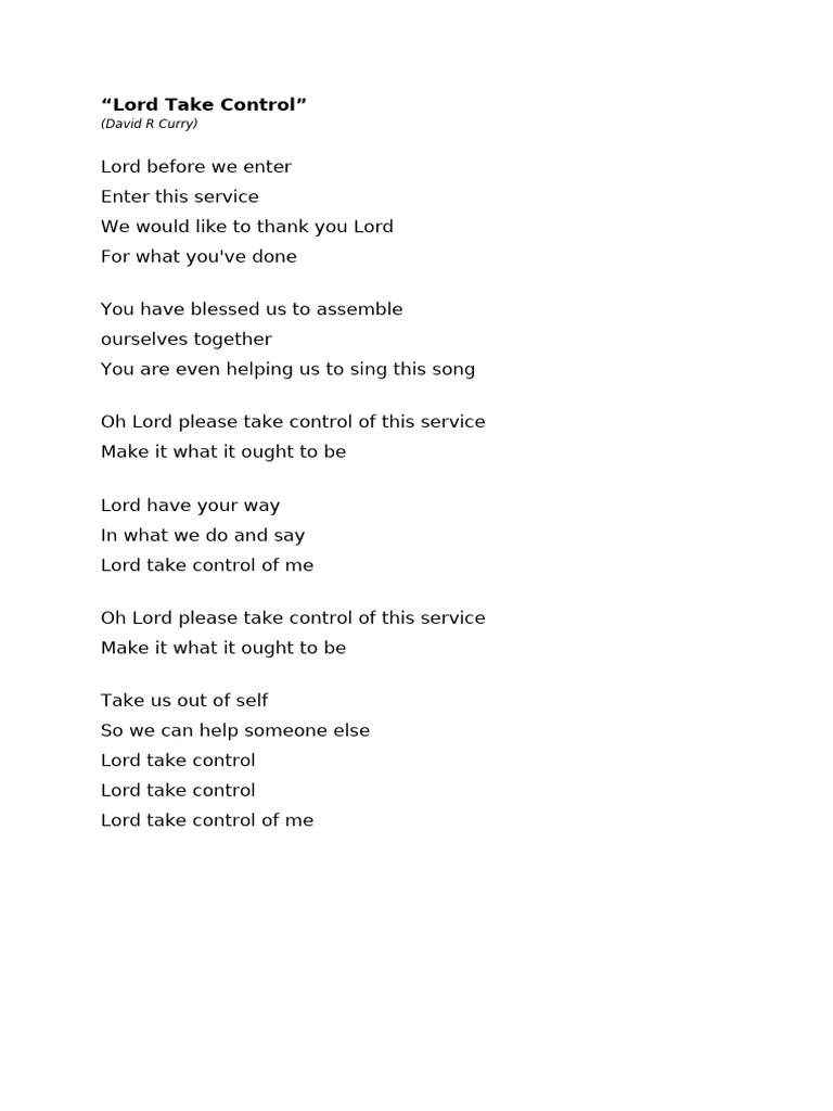 Lord Take Control | PDF