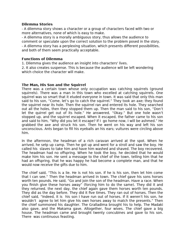 Dilemma Stories | PDF