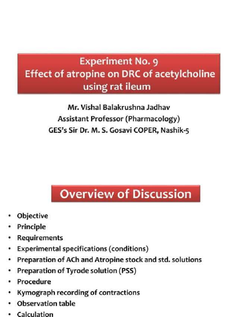 Drug Response Curve of Acetylcholine | PDF