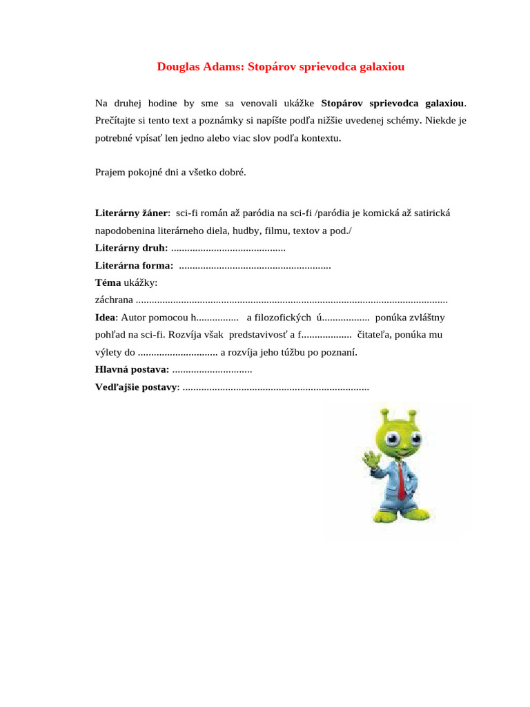 SJL - 8.B - Stoparov Sprievodca Galaxiou | PDF