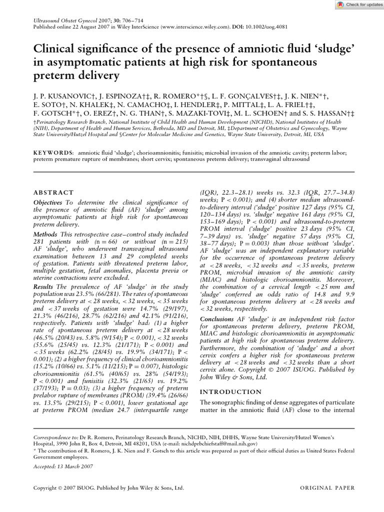Ultrasound in Obstet Gyne - 2007 - Kusanovic - Clinical Significance of ...