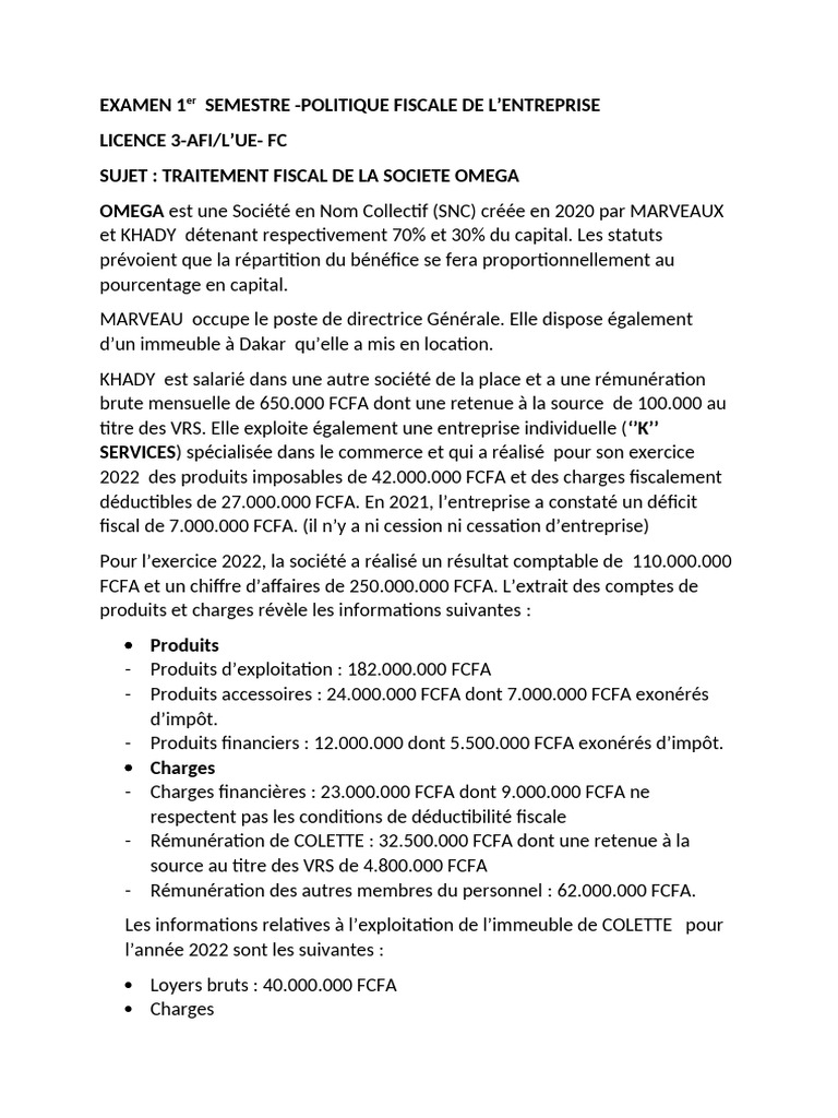 Examen Politique Fiscale | PDF | Finance & Money Management