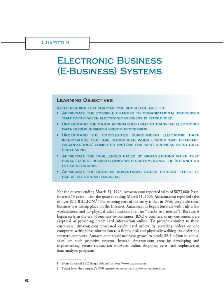 Chapter 3 - Electronic Bussiness (E-Business Systems) | PDF