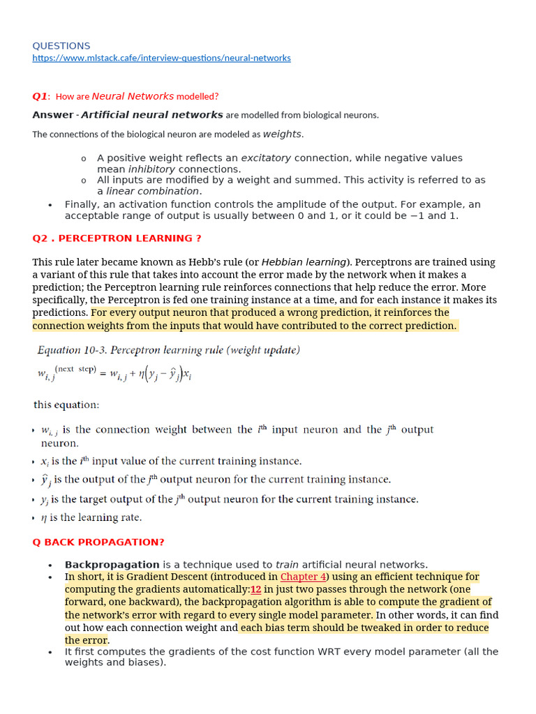 Deep Learning Notes Ques | PDF