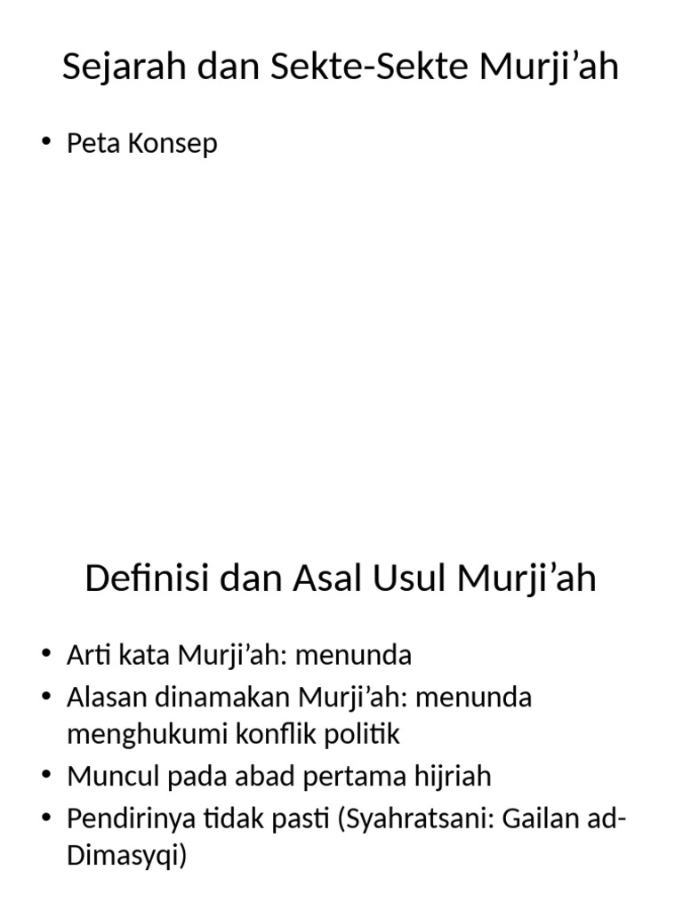 Sejarah Dan Sekte-Sekte Murjiah | PDF