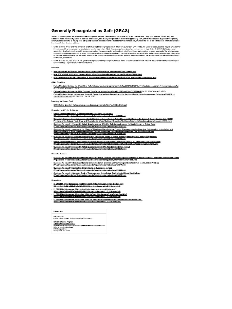 Generally Recognized As Safe (GRAS) | PDF
