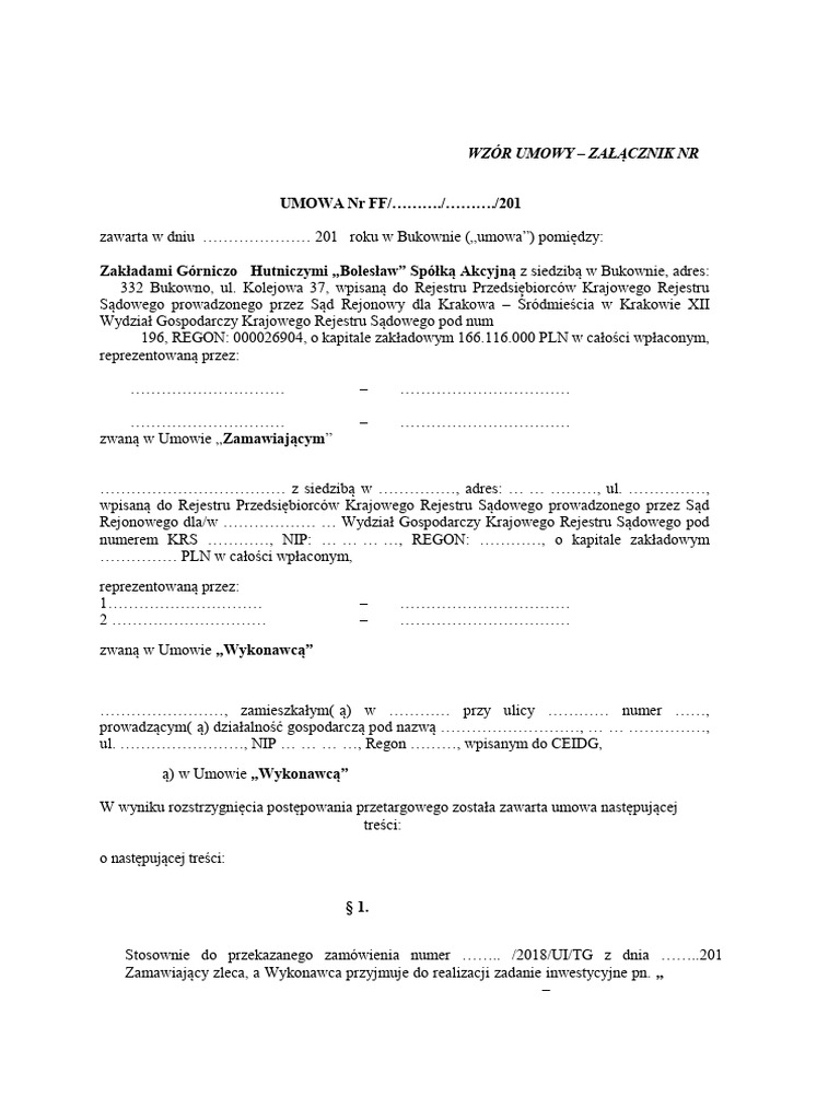 Załącznik NR 7 - Wzór Umowy | PDF