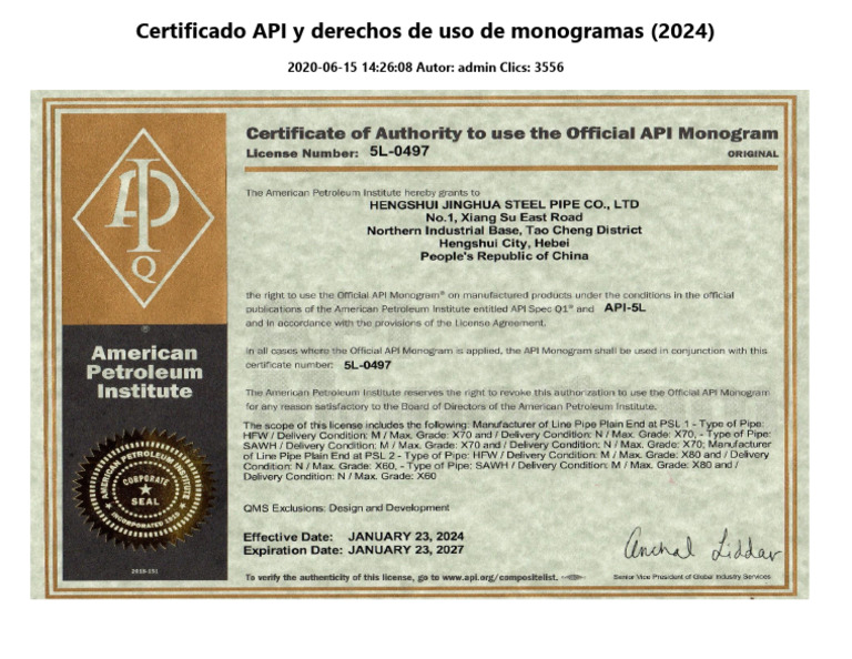 Certificado API (2) | PDF