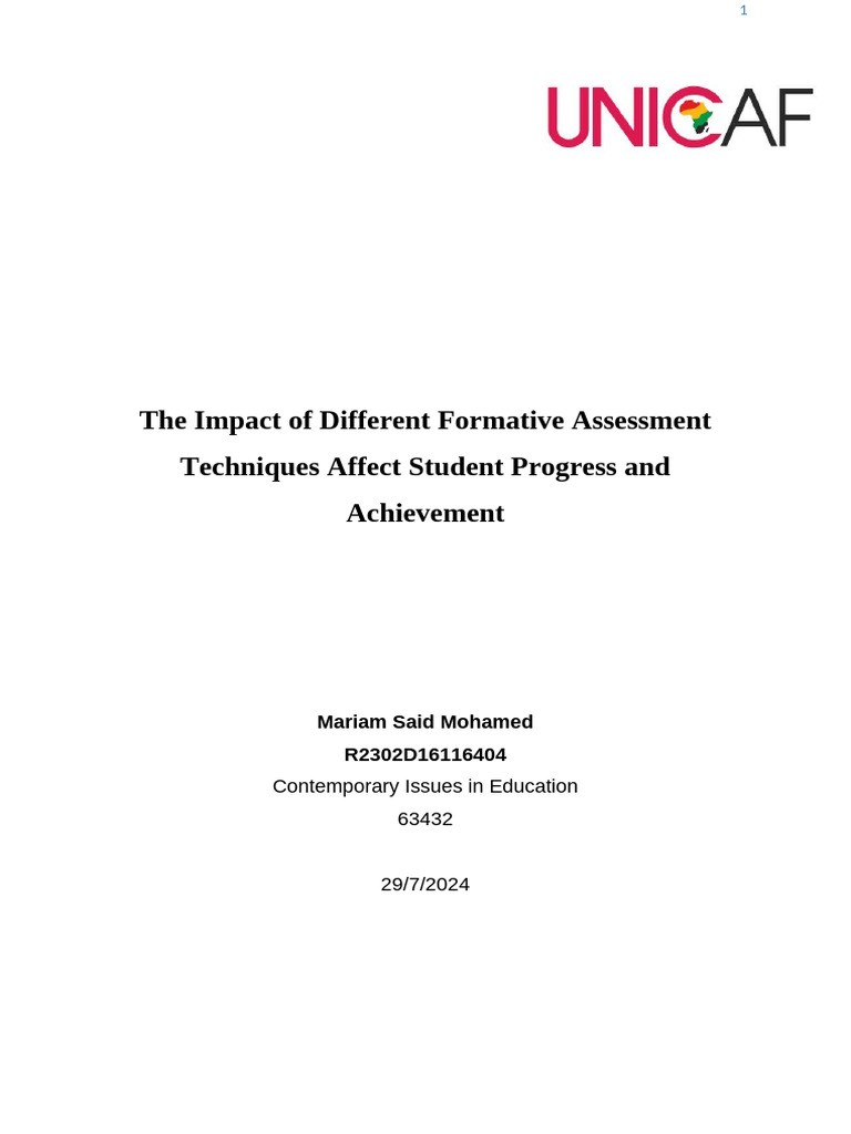 The Impact of Different Formative Assessment Techniques Affect Student ...