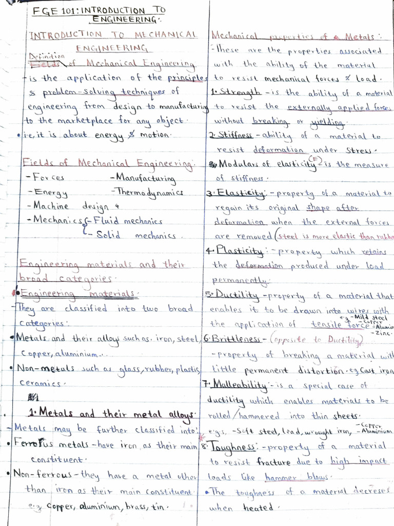Intro to Eng ( mechanical eng) | PDF
