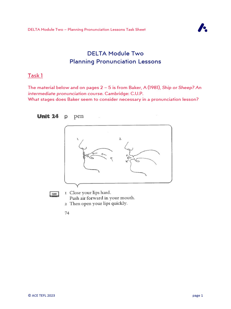 Planning Pronunciation Lessons Task Sheet | PDF