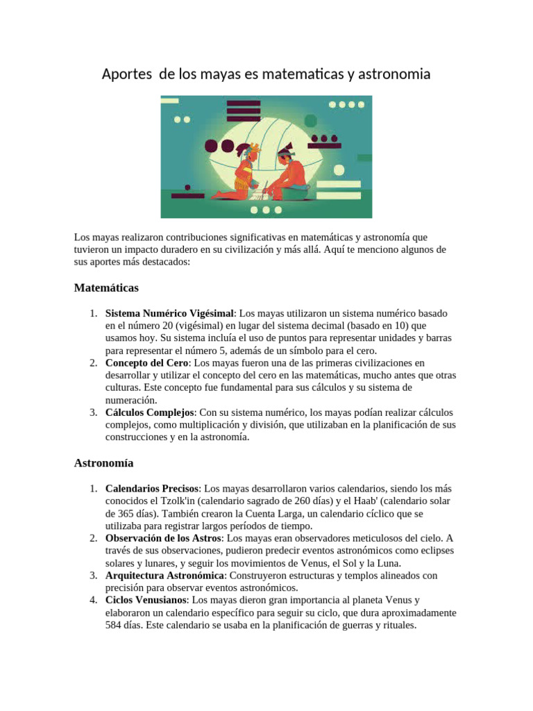Aportes Mayas en Matemáticas y Astronomía | PDF | Gimnasia ...
