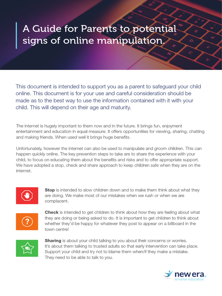 A Guide For Parents To Potential Signs of Online Manipulation (Article ...