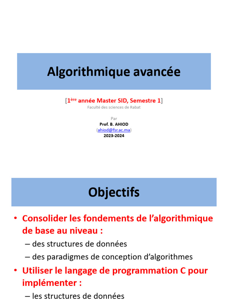 Master SID Algorithmique Avancée 2023-24 | PDF
