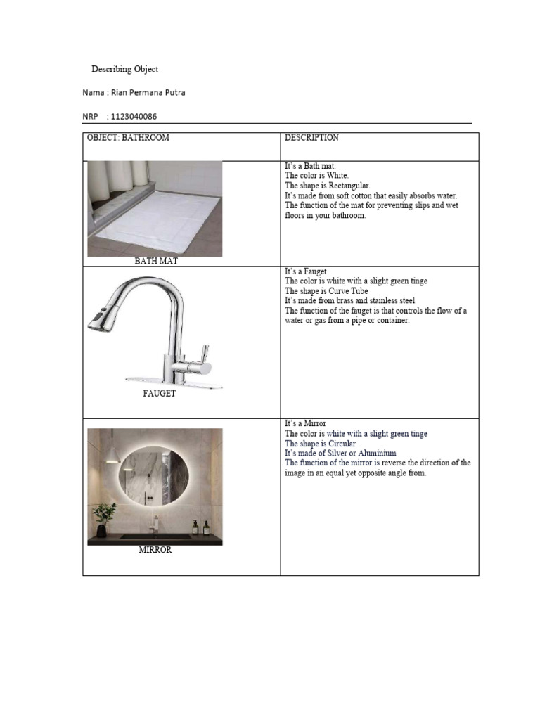 Describing Object - 1123040086 - Rian Permana Putra | PDF